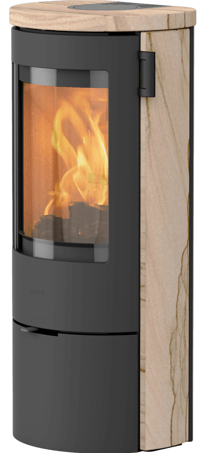 Lotus Prestige Basic Wood Stove Complete with Sandstone Cladding ...